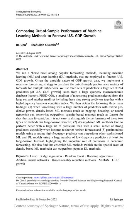 Comparing Out Of Sample Performance Of Machine Learning Methods To