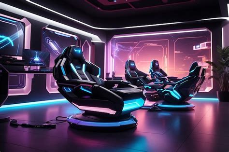 Premium Ai Image A Futuristic Gaming Oasis Captured In Highdefinition Splendor