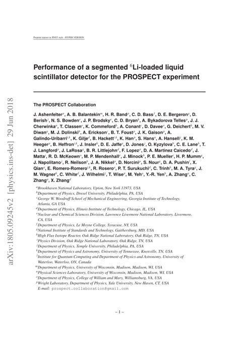 Pdf Performance Of A Segmented 6 Li Loaded Liquid Scintillator Detector For The Prospect