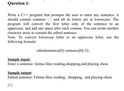 Solved Question 1 Write A C Program That Prompts The User