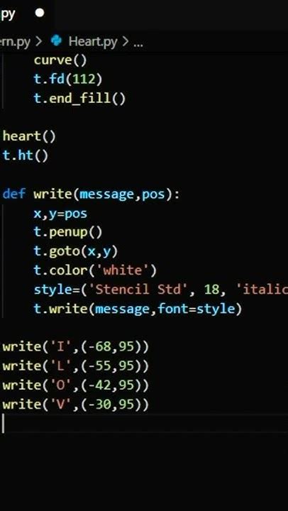 make a heart and zprint i love you using python turtle shorts turtle python heart