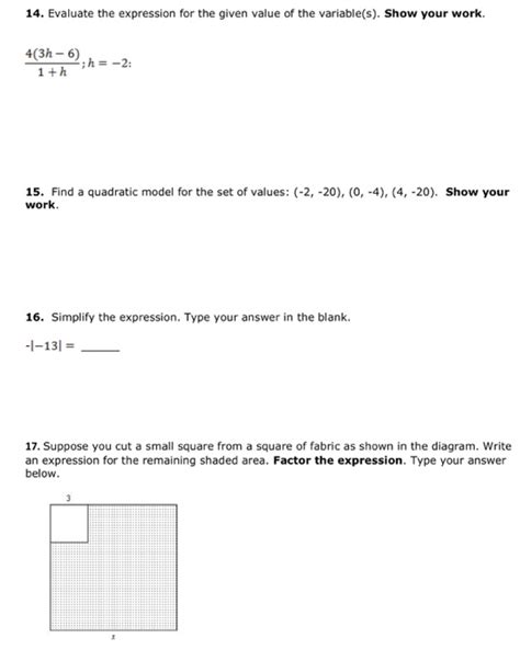 solved evaluate the expression for the given value of the variable s 1 answer