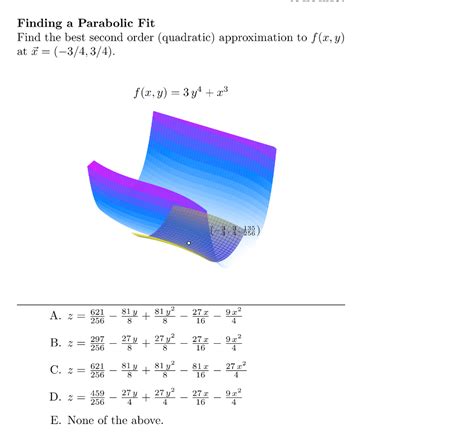 Solved Finding A Parabolic Fit Find The Best Second Order