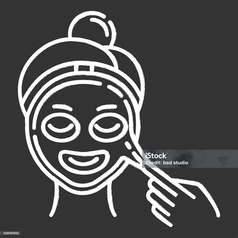 벗겨짐 마스크 분필 아이콘 적용 스킨 케어 절차 얼굴 미용 트리트먼트 리프팅 및 각질 제거를 위한 얼굴 제품 피부과 화장품