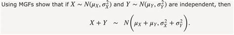 solved using mgfs show that if x∼n μx σx2 and y∼n μy σy2