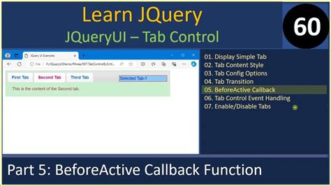 Jqueryui Tab Part 5 Beforeactivate Callback Jquery Tutorials 60 Youtube