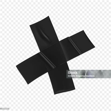 블랙 덕트 테이프 크로스 투명 한 배경에 격리 된 고정에 대 한 현실적인 검은 색 접착 테이프 크로스 스카치 크로스 사실적인
