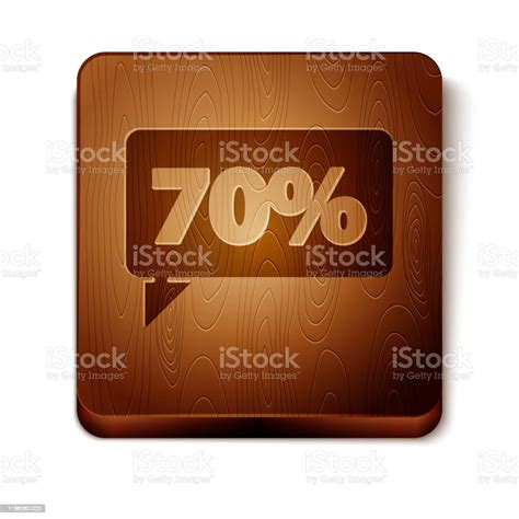 갈색 칠십인 할인 퍼센트 태그 아이콘 흰색 배경에 격리 쇼핑 태그 기호입니다 특별 제공 기호입니다 할인 쿠폰 기호입니다 나무 사각형 버튼입니다 벡터 일러스트레이션 개념에