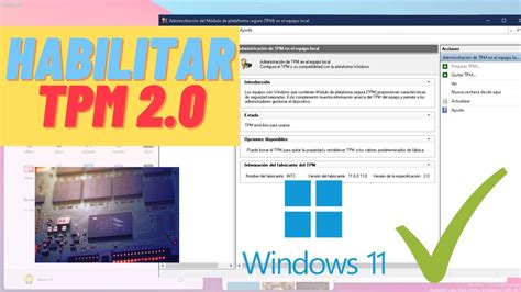 como activar el tpm 2 0 secure boot y uefi para instalar windows 11