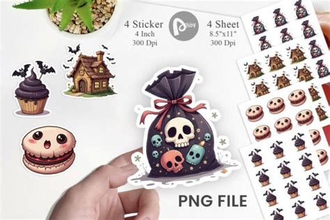 Gothic Halloween Candy Sticker Pack Graphic By Artnoy · Creative Fabrica
