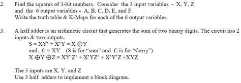 Solved Find The Squares Of 3 Bit Numbers Consider The 3