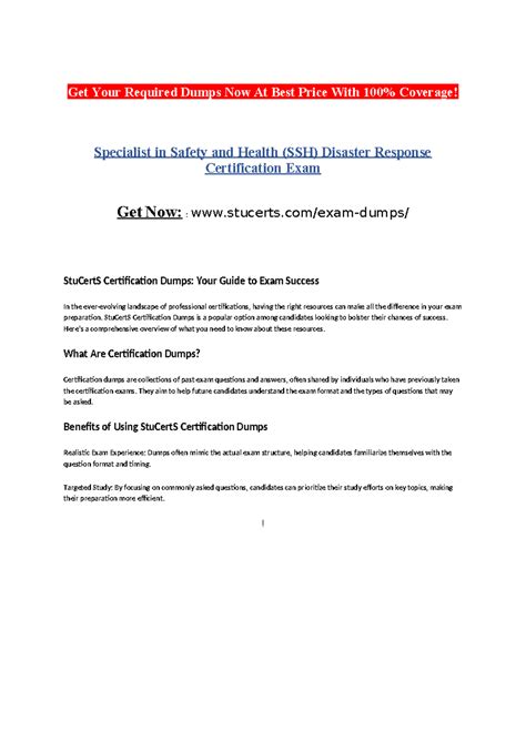 Specialist In Safety And Health Ssh Disaster Response Certification Exam Get Your Required