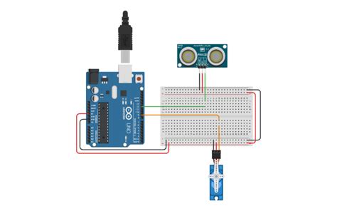 Circuit Design Motor Control With Ultra Sonic Sensor Tinkercad