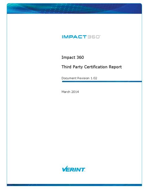 Verint Witness Impact 360 Third Party Certification Report Download Free Pdf Vulnerability