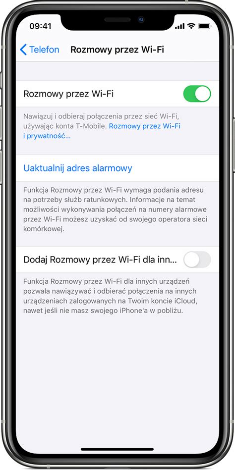 Nawiązywanie połączeń za pomocą funkcji Rozmowy przez Wi Fi Wsparcie Apple