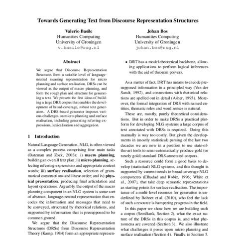Towards Generating Text From Discourse Representation Structures Acl
