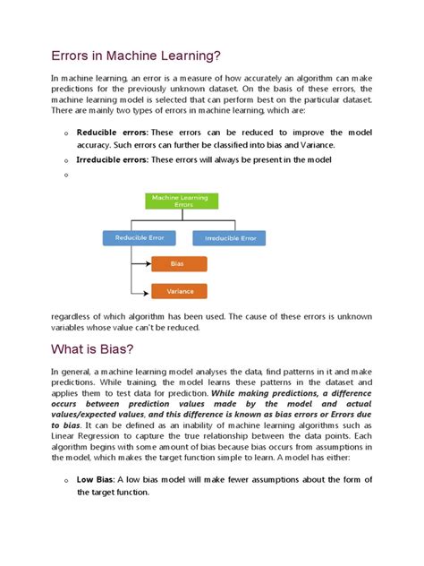 Bias And Variance Pdf Errors And Residuals Machine Learning
