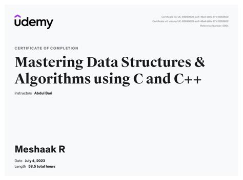 Completed Data Structures And Algorithms Course Meshaak R Posted On The