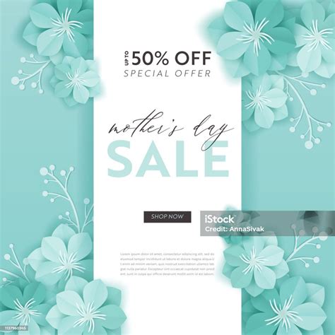 어머니의 날 판매 디자인입니다 전단지 포스터 상품권 광고에 대 한 종이 잘라 꽃 봄 프로 모션 할인 배너 템플릿 벡터 일러스트 어버이날에 대한 스톡 벡터 아트 및 기타
