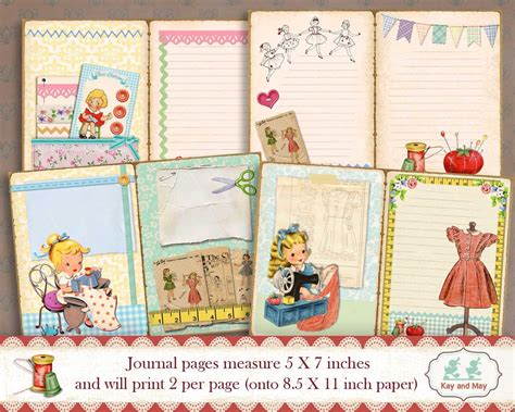 Sewing Themed Junk Journal Kit Vintage Sewing Journal Pages Etsy