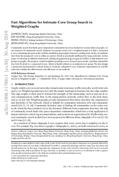 pdf fast algorithms for intimate core group search in weighted graphs