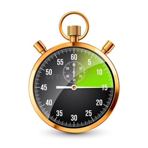 Realistic Classic Stopwatch Shiny Golden Metal Chronometer Time Counter With Dial Stock Vector