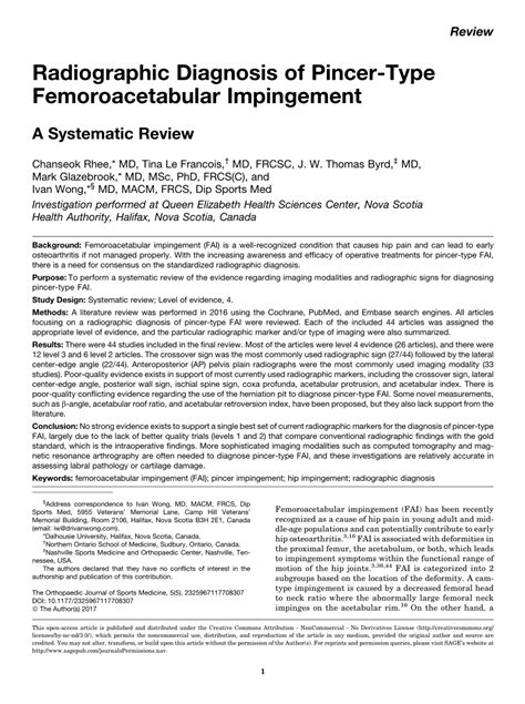 Pdf Radiographic Diagnosis Of Pincer Type Femoroacetabular