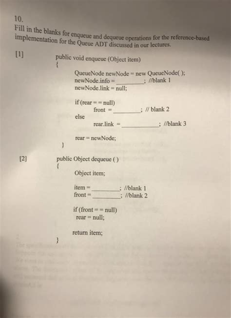 solved 10 for enqueue and dequeue operations for the
