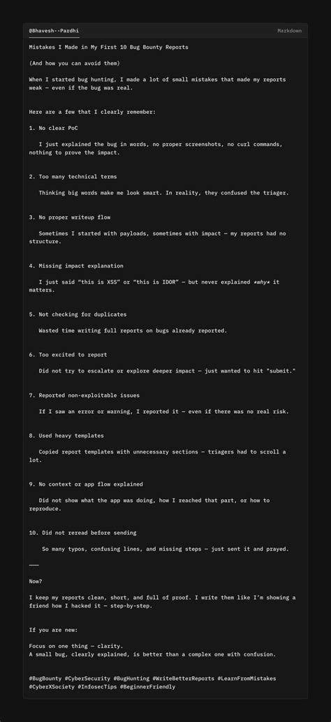 Bugbounty Cybersecurity Bughunting Writebetterreports Bhavesh Pardhi 10 Comments