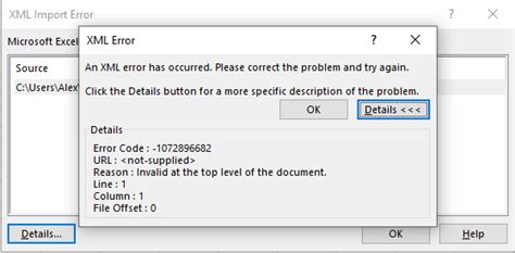 Importing Xml Document I Am Getting Error Code 1072896682 Microsoft Community