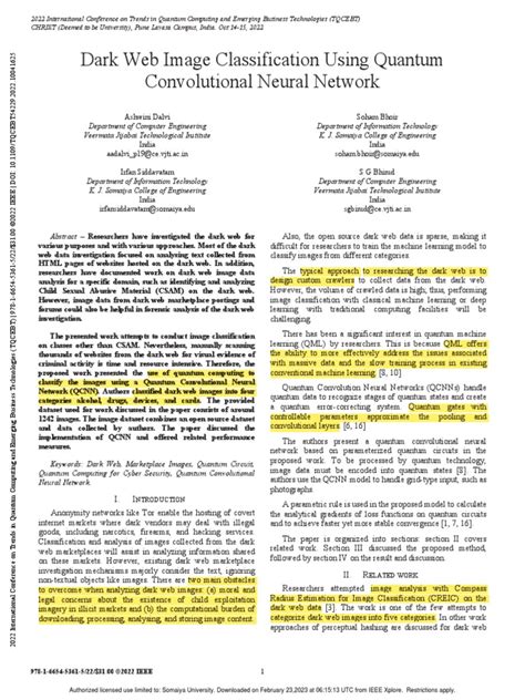 Dark Web Image Classification Using Quantum Convolutional Neural Network Pdf Artificial