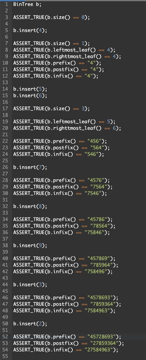 Solved 1 2 Bintree B 3 4 Asserttrue Bsize 0 5 6