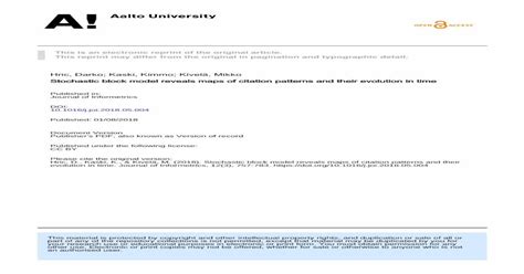 Pdf Stochastic Block Model Reveals Maps Of Citation Patterns Dokumen Tips