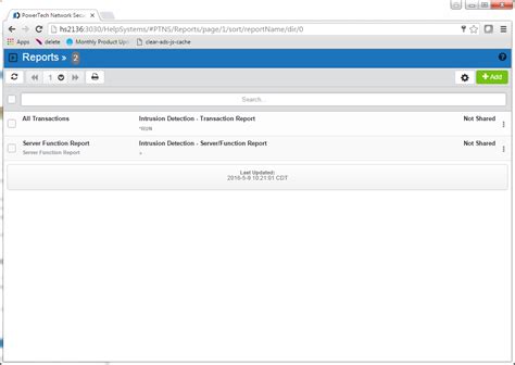 reports screen