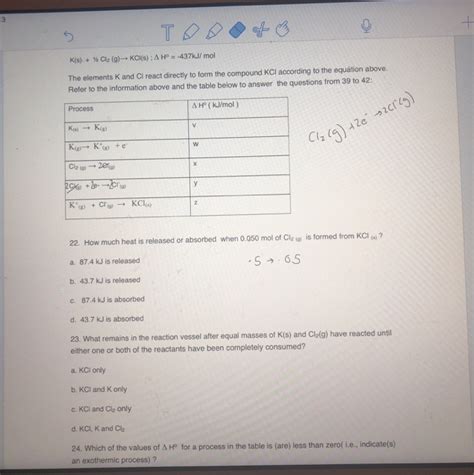 Solved K s Cl g KCl s A Hº kJ mol The Chegg com