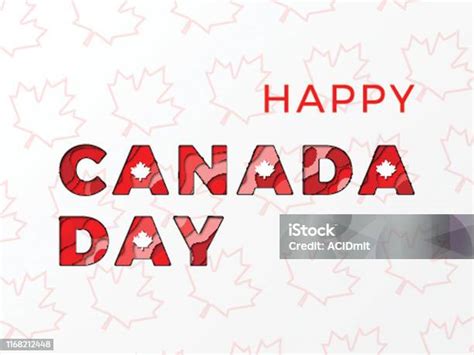 행복 한 캐나다 일 배너 디자인 레이아웃 종이 컷 다채로운 레이어 텍스트입니다 인사말 카드 포스터 초대장 브로셔에 대한 벡터 일러스트레이션 3차원 형태에 대한 스톡 벡터