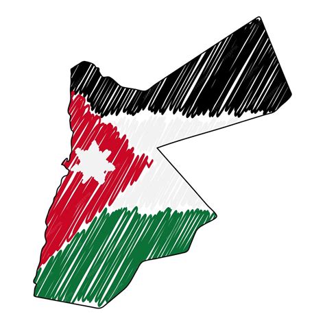 요르단 지도 손으로 그린 스케치 벡터 개념 그림 플래그 어린이 드로잉 낙서 지도 흰색 배경 벡터 일러스트 레이 션에 고립 된 Infographic 브로셔 및 프레 젠 테이