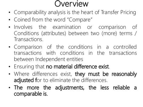 Comparability Analysis Ca In Transfer Pricing