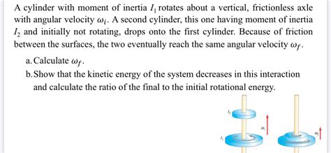 Solved A Cylinder With Moment Of Inertia I1 ﻿rotates About A