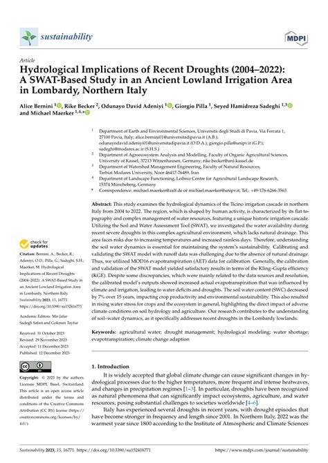 Pdf Hydrological Implications Of Recent Droughts 20042022 A Swat