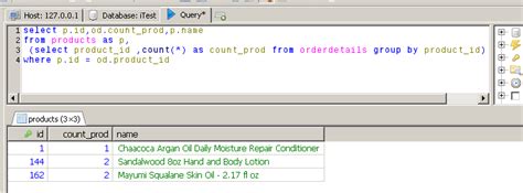 Mysql Fetch Count Of Productid From Orderdetails Table According To