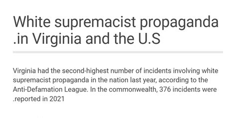 White Supremacist Propaganda In Virginia And The U S Infogram