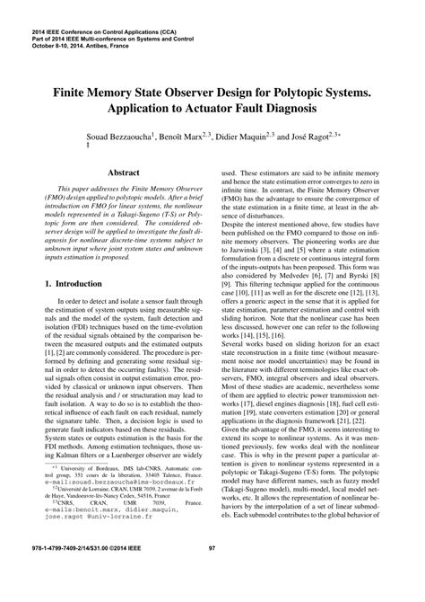 pdf finite memory state observer design for polytopic systems