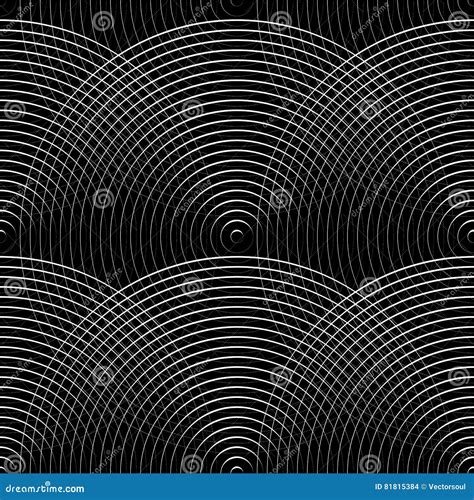Concentric Circles Seamless Monochrome Pattern Abstract Geometry Background Stock Vector