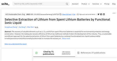 Selective Extraction Of Lithium From Spent Lithium Batteries By