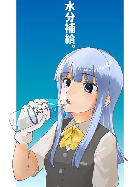 Safebooru 1girl Blue Background Blue Eyes Blue Hair Blunt Bangs