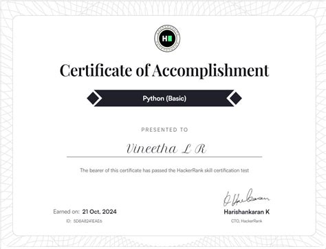 Vineetha L R On Linkedin Python Hackerrank Codingjourney