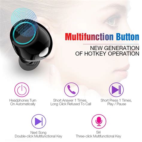 New Tws True Wireless Bluetooth Earphone Smart Touch Waterproof Stereo Headphone Headset With