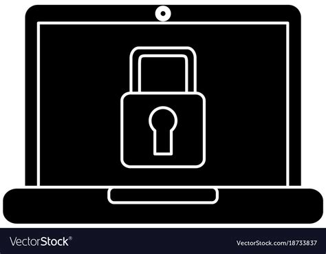 Laptop Computer With Safety Lock Icon Image Vector Image