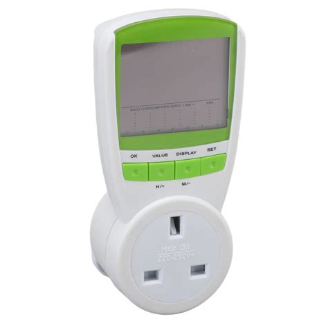 230v Power Metering Socket Voltage Current Power Usage Analyzer Uk Plug For Energy Saving